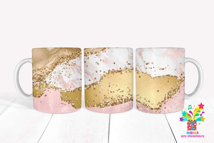 Pink Glitter Agate Mug Sublimation / Agate Mug (1503447)