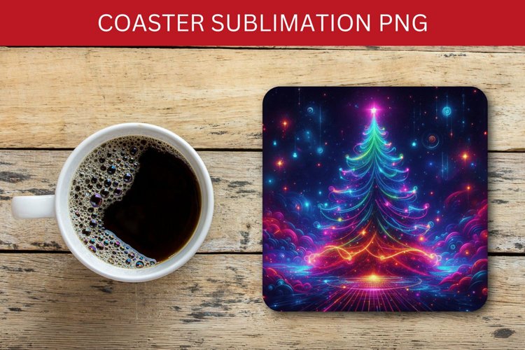 square coaster - neon christmas tree (4972002)