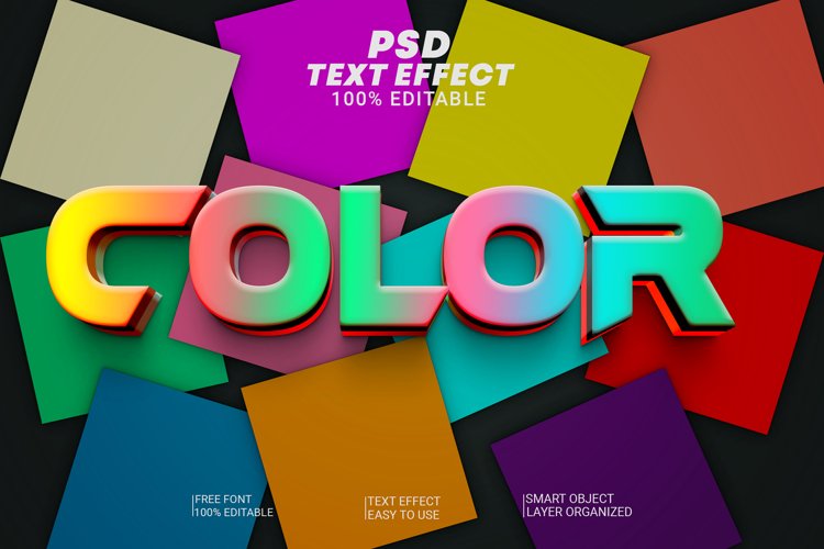 3d Color Editable Text Effect Style