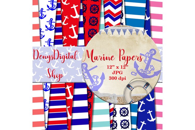 Nautical Digital Paper - Scrapbooking Papers, Marine, SALE