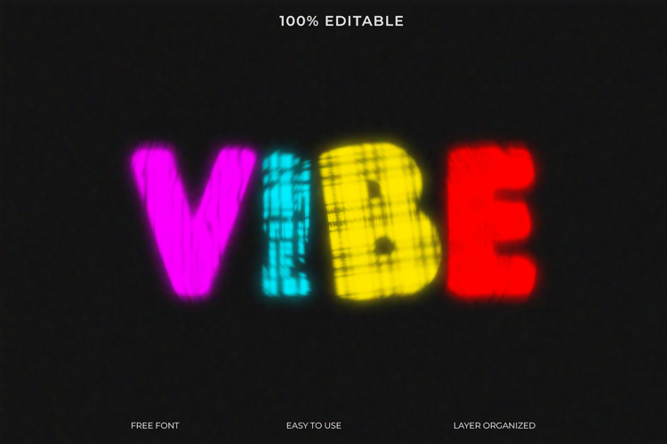 Colorful Furry Vibe Text Effect with Neon Glow