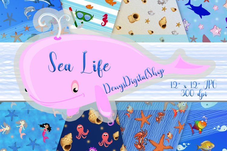 Sea Life Digital Paper, Underwater digital Paper, Sea, OFF