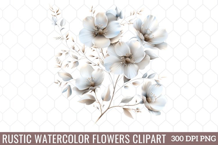 Watercolor Rustic Flowers Clipart (3482005)