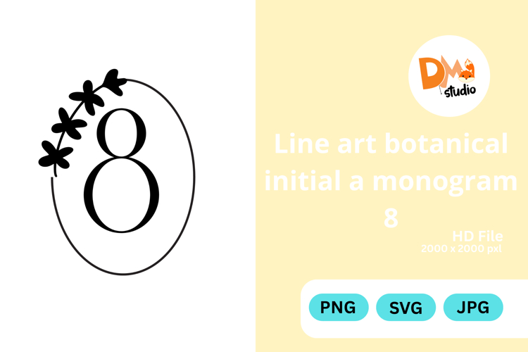 Line Art Botanical Initial Monogram (6057939)