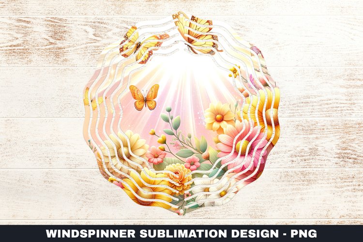 Flowers Wind Spinner Sublimation Design (4330936)