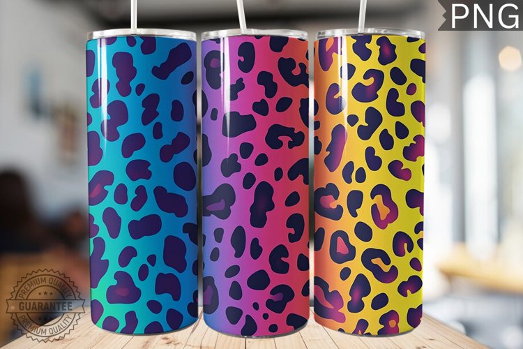 Rainbow Leopard Print Tumbler Wrap - High Quality 300 Dpi
