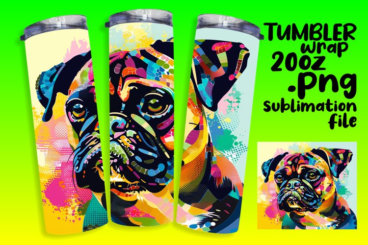 Playful Abstract Dog Tumbler Wrap 20oz Design