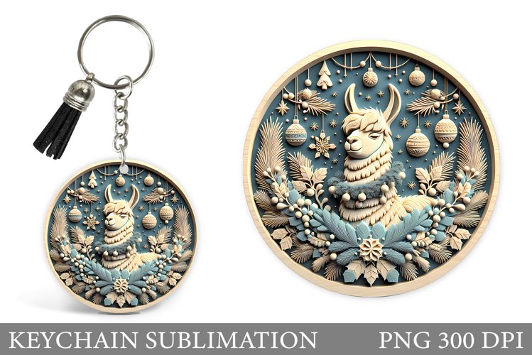 Christmas Lama Keychain. Cute Lama Keychain Design (4549578)