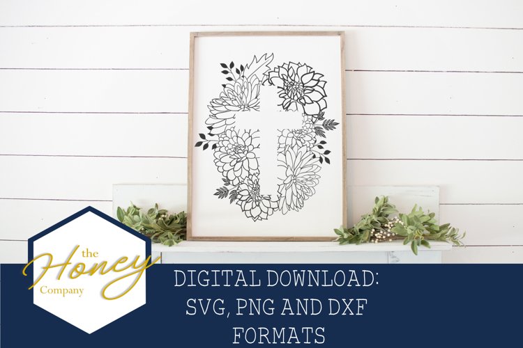 Floral Easter Cross SVG PNG DXF Cut File Vector Clipart (225513) | Cut ...