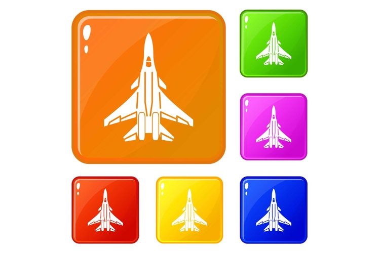 Bomber icons set vector color