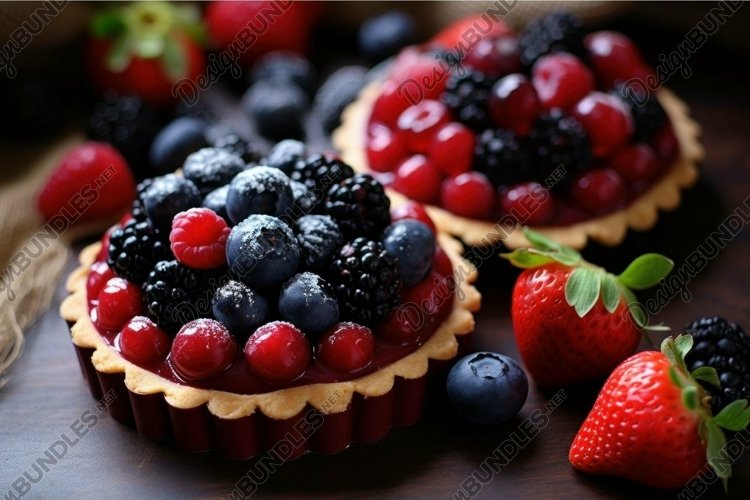 Flaky Two berry tarts. Generate Ai
