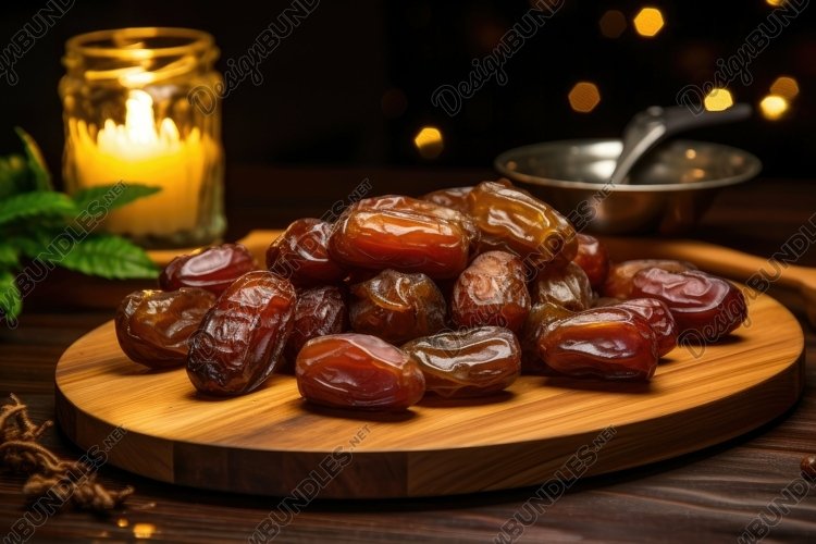 Dates with Wooden Table Background Wallpaper