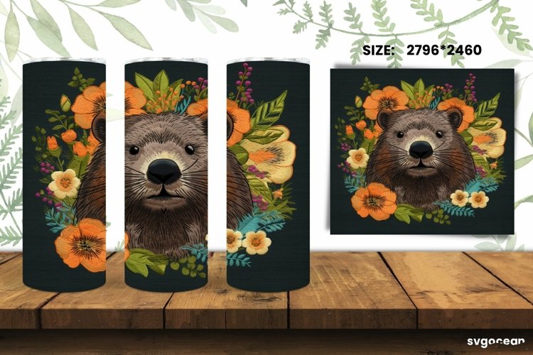Embroidery Beaver Tumbler Wrap | Skinny 20 oz | Sublimation