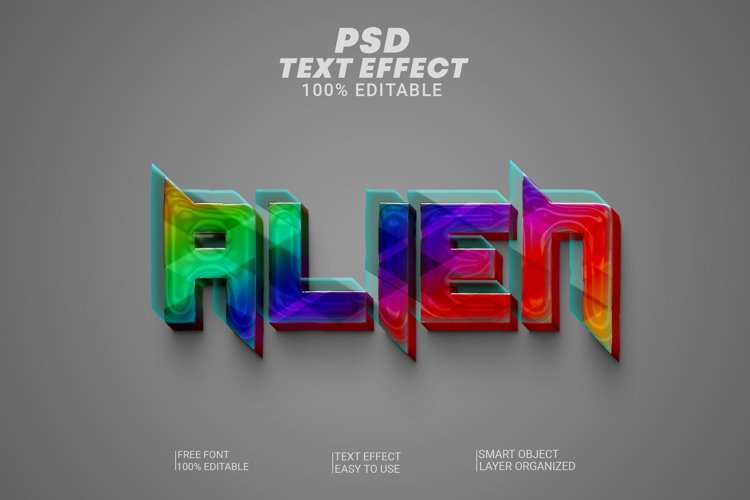 PSD 3d Alien text effect style