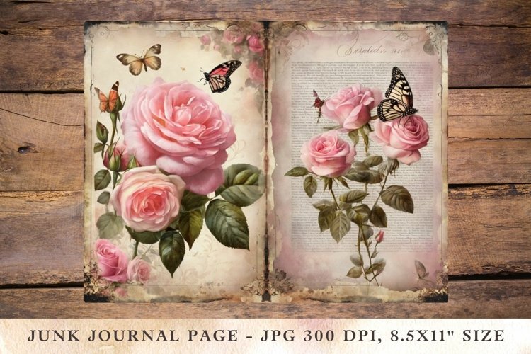 Printable Junk Journal Pages roses flower 1