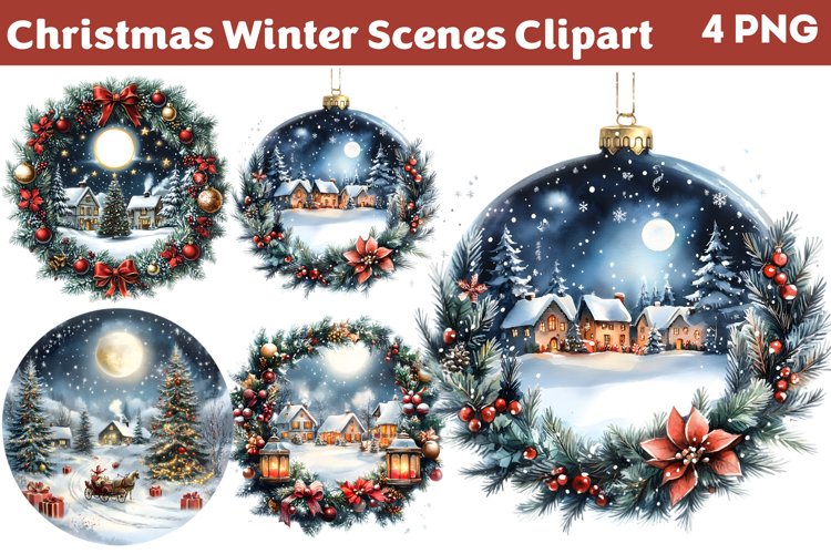 Christmas Winter Scenes Clipart PNG (4809668)