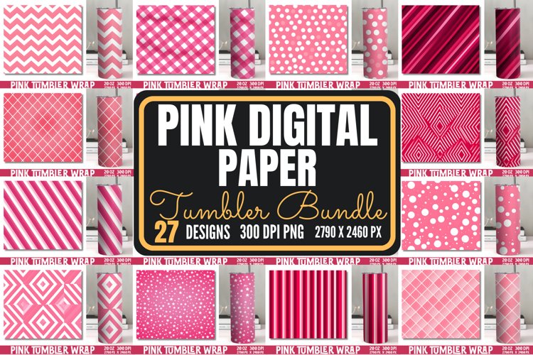 Pink Digital Paper Tumbler Wrap Bundle,
