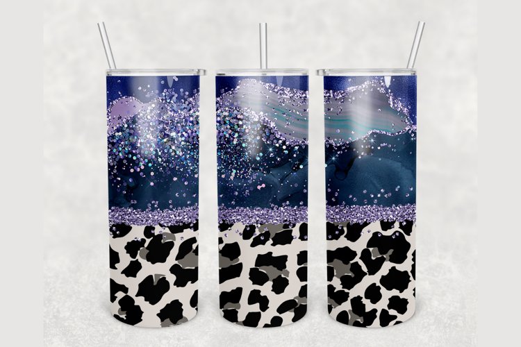 Navy Blue Marble Cheetah 20 oz sublimation design tumbler