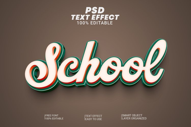 PSD 3d school text effect style
