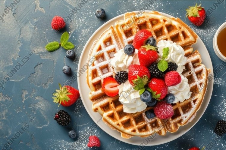 Belgian waffle mockup. Generate Ai (4358153)
