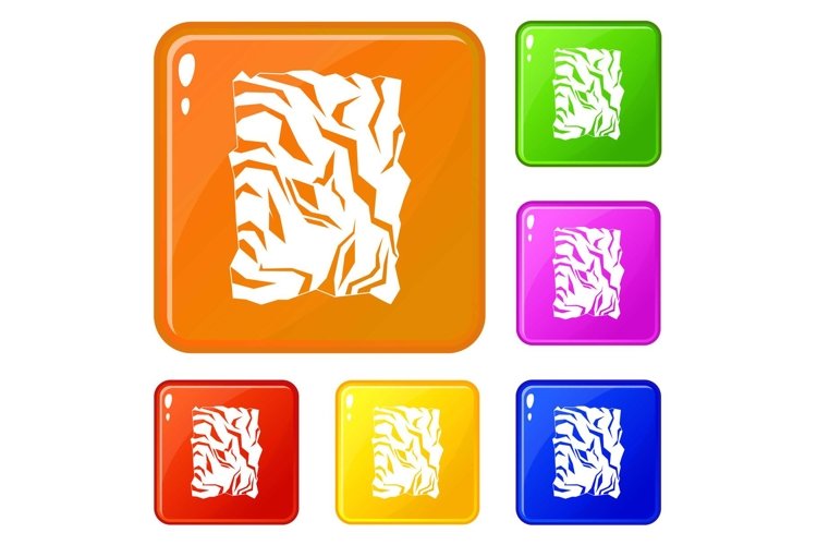 Crumpled paper icons set vector color