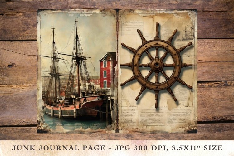 Printable Junk Journal Pages nautical ship 1