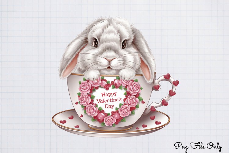 Valentines Day Bunny Cups Clipart PNG (5080797)