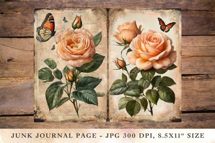 Printable Junk Journal Pages roses flower 2