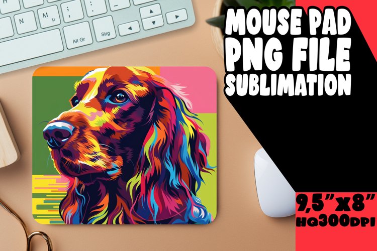 Vivid Abstract Dog Pattern Mouse Pad PNG
