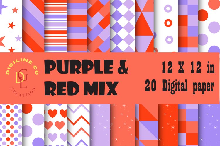 purple and red Digital paper sweet valentine day scrapbook