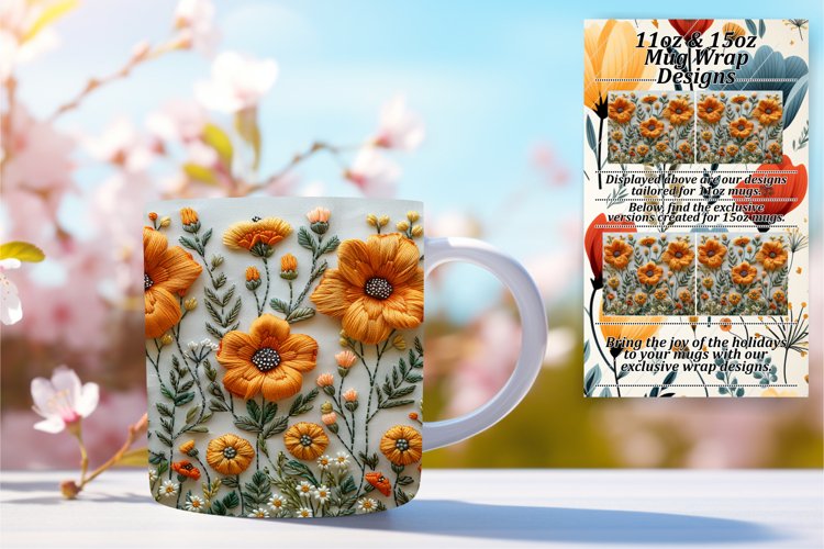 Chic Spring Flower Pattern Mug Design - Sublimation