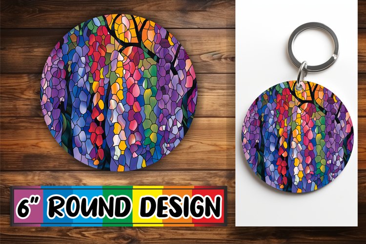 Colorful Tree Round Design Stained Glass (4468071)