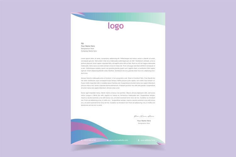 Multicolor Waves Style Letterhead Design Template Vector