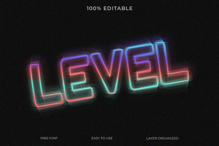 level glow editable text effect (5398080)