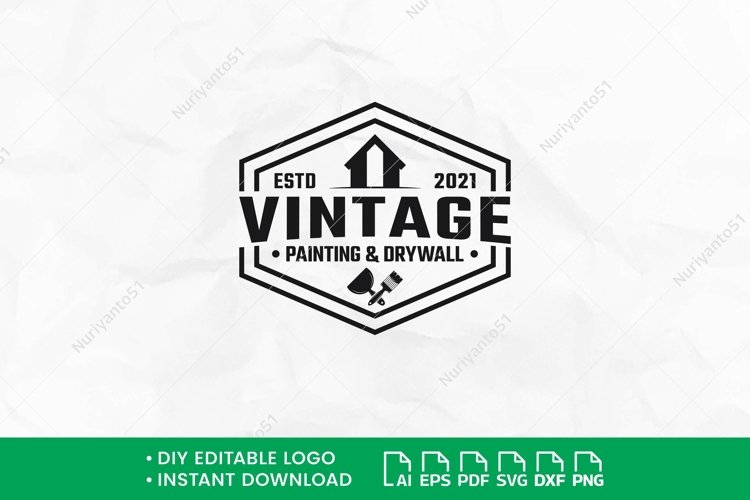 DIY Painting and Drywall Editable Vector Logo Template SVG