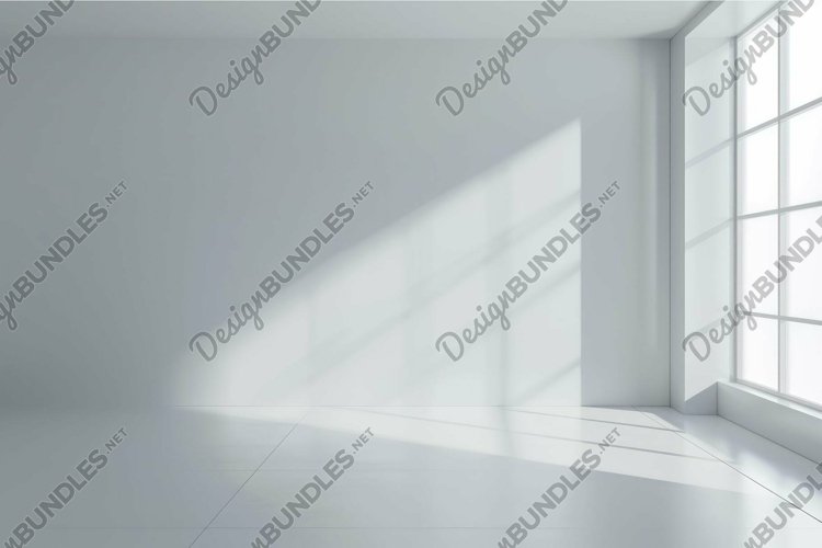 Serene white room with sunlight and shadow