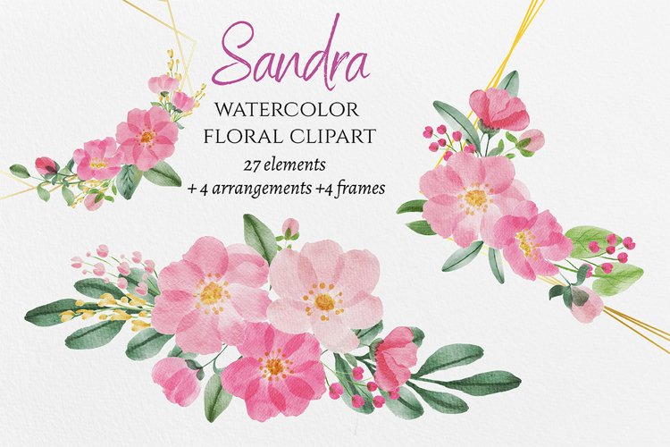 Watercolor pink florals clipart | Wedding florals PNG