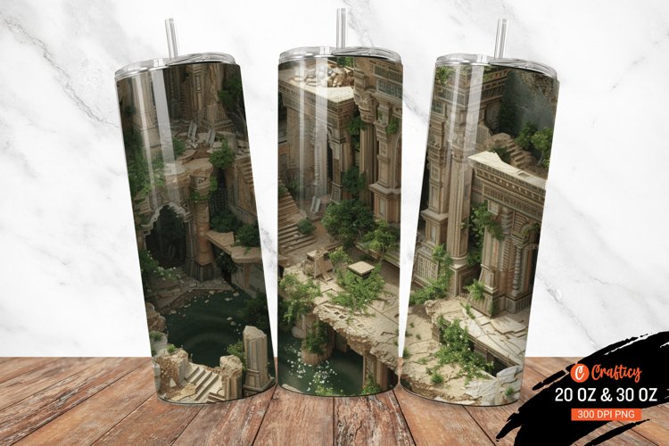 3D Ancient Ruins Tumbler wrap 20/30 oz Tumbler Wrap