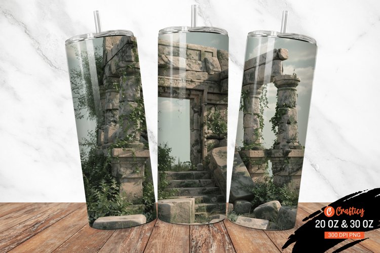 3D Ancient Ruins Tumbler wrap 20/30 oz Tumbler Wrap