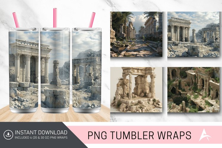 3D Ancient Ruins Tumbler wrap