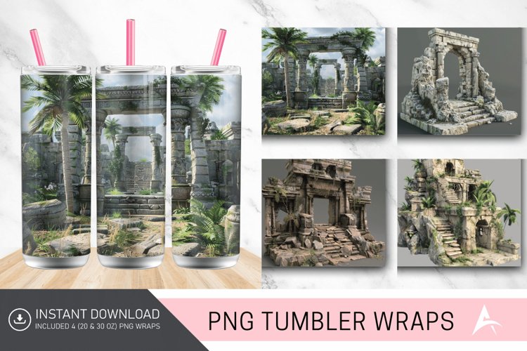 3D Ancient Ruins Tumbler wrap