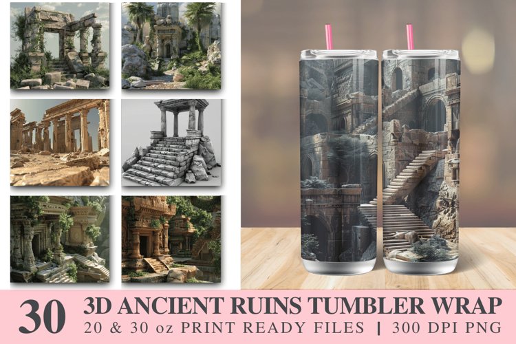 3D Ancient Ruins Tumbler wrap Bundle