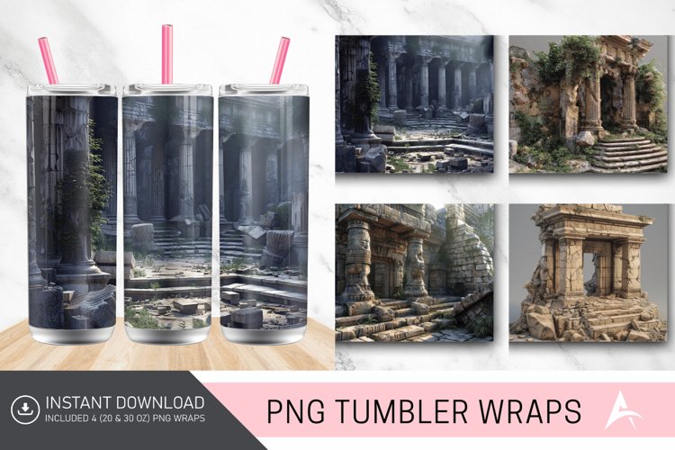 3D Ancient Ruins Tumbler wrap