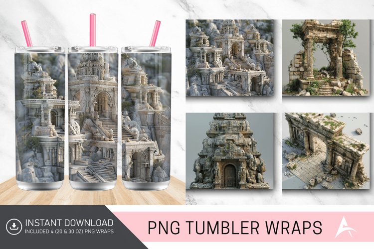 3D Ancient Ruins Tumbler wrap