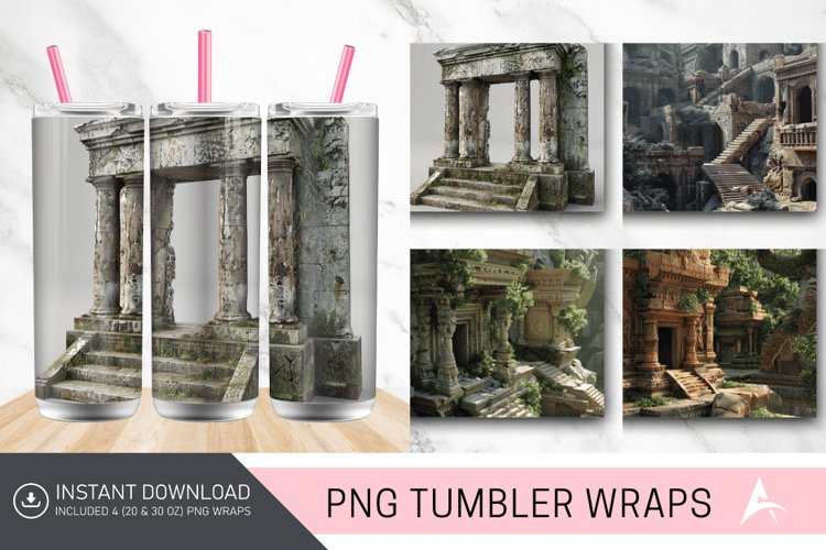 3D Ancient Ruins Tumbler wrap