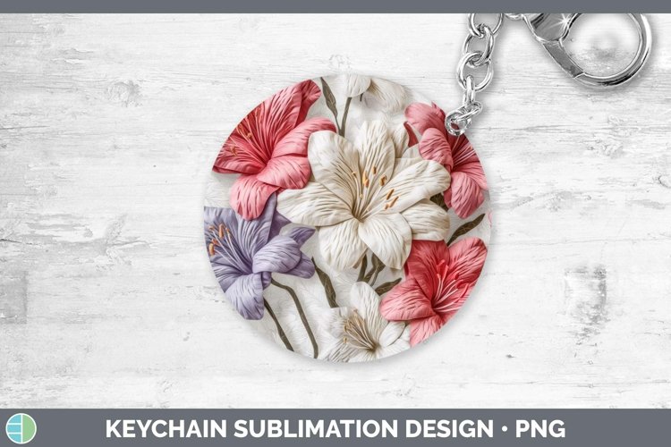 3D Azalea Keychain | Sublimation Keyring Designs