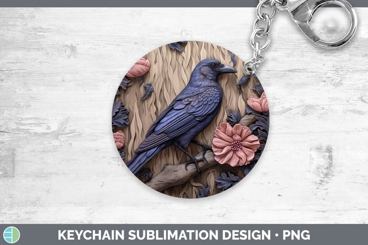 3D Birds Crow Keychain Sublimation Keyring Designs