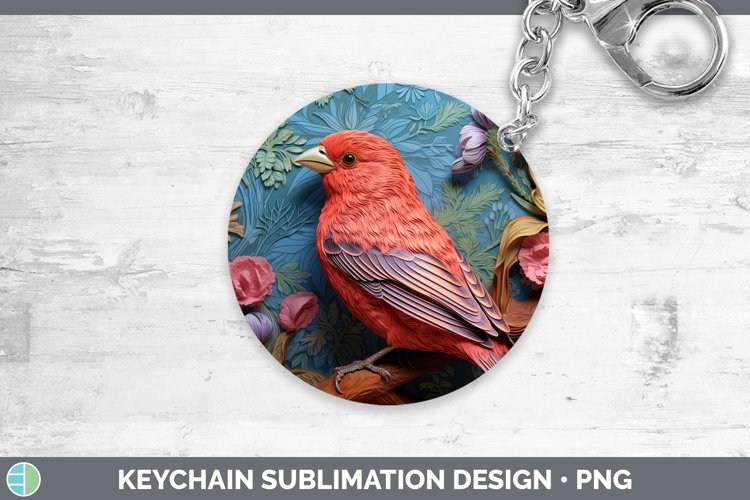 3D Birds Finch Keychain Sublimation Keyring Designs