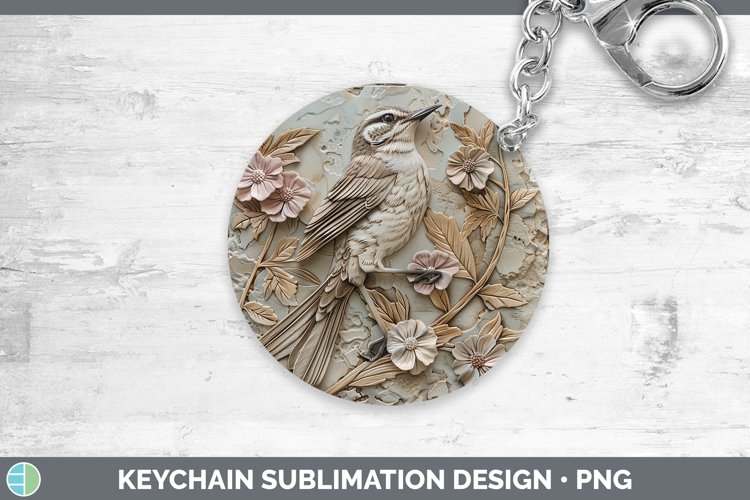 3D Birds Mockingbird Keychain Sublimation Keyring Designs