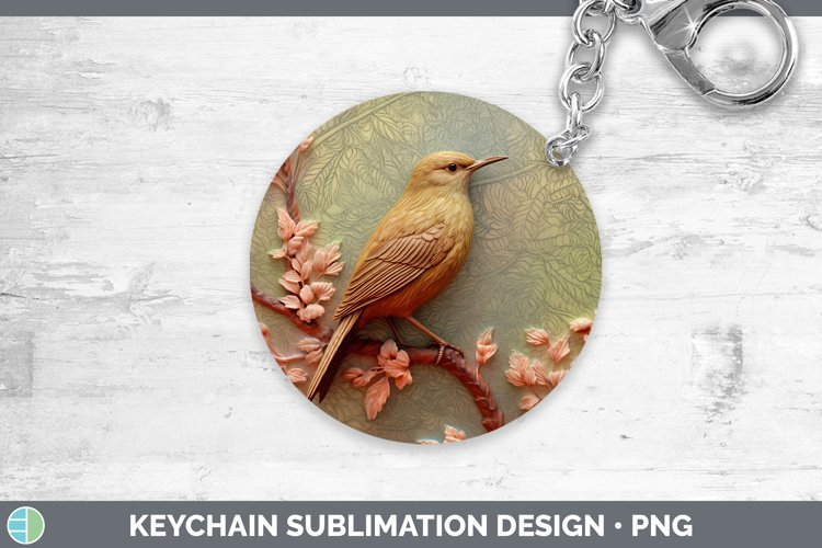 3D Birds Wren Keychain Sublimation Keyring Designs